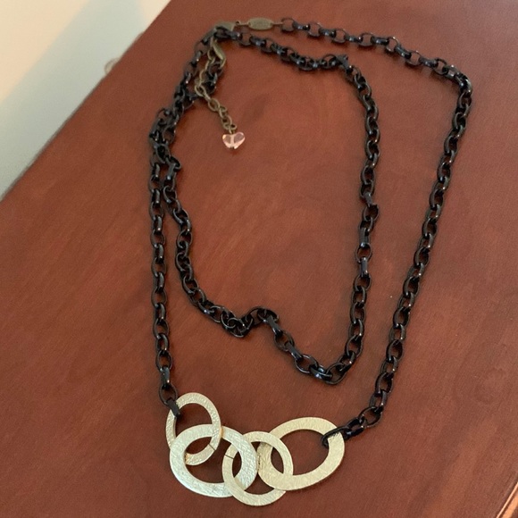 Jewelry | Sabika Black Metal And Gold Link Necklace | Poshmark